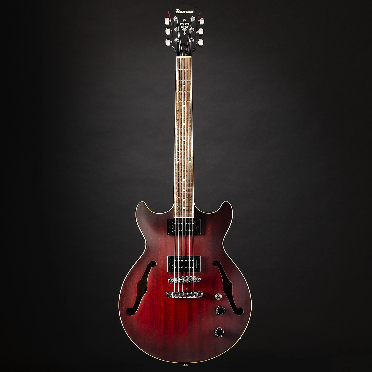 Ibanez Artcore 6 String Semi-Hollow-Body Electric Guitar, Right, Sunburst Red Flat, Full (AM53SRF)