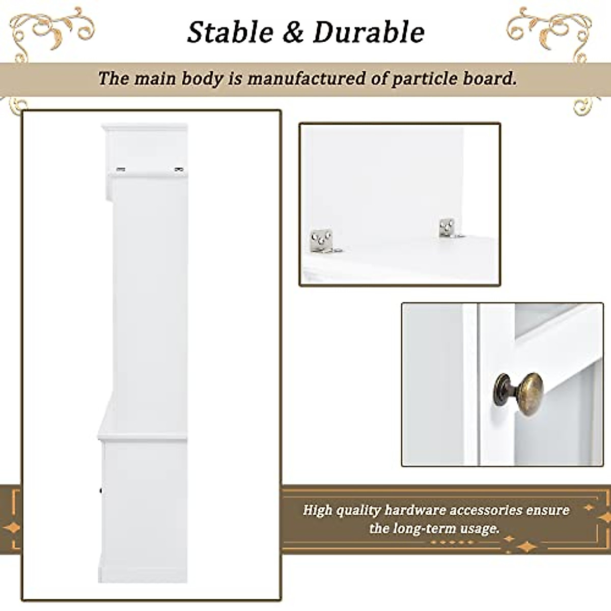 ZSQ TV Entertainment Wall Unit with Bridge, Modern TV Console Table for TVs Up to 70”, Multifunctional TV Stand with Tempered Glass Door (White)