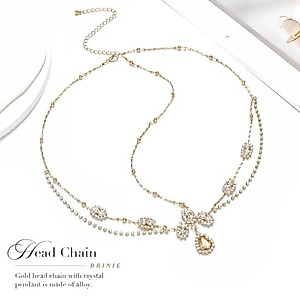 Brinie Rhinestone Hair Chains Silver Head Chain Jewelry Bride Wedding Headbands Chain Bridal Headpiece Jewelry Forehead Chain Costume Prom Wedding Hair Jewelry for Women and Girls (Type 2)