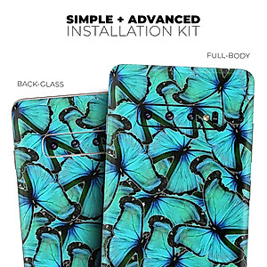 DesignSkinz Turquoise Butterfly Bundle Protective Vinyl Decal Wrap Skin Cover Compatible with The Samsung Galaxy S20 (Screen Trim & Back Glass Skin)
