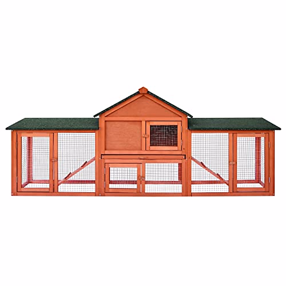 TLSUNNY 83" Rabbit Hutch Indoor Bunny Cage Outdoor for 2 Rabbits, Extra-Large Rabbit Cage with Double Run, Wooden Bunny Hutch Poultry Pen Enclosure with 2 Ramps Removable Tray Asphalt Roof