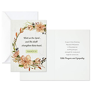 DaySpring Assorted Religious Sympathy Cards, Floral Wreaths (12 Cards with Envelopes)