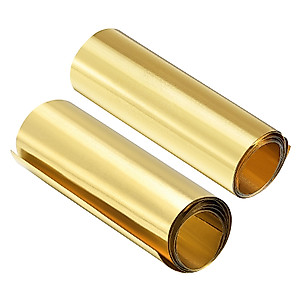 uxcell Brass Sheet Roll, Metal Foil Plate 1000mm x 100mm x 0.01mm 2pcs