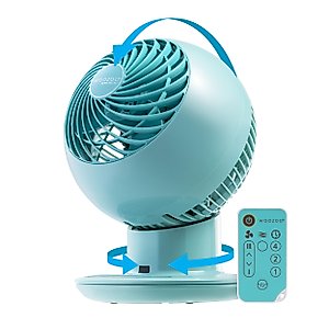 IRIS USA WOOZOO Fan with Remote, Oscillating Fan, Desk Fan, Table Air Circulator, Globe Fan, 5 Speeds, 82ft Max Air Distance, 4h Timer, 11 Inches, 90° Adjustable Tilt, Low Noise, Blue