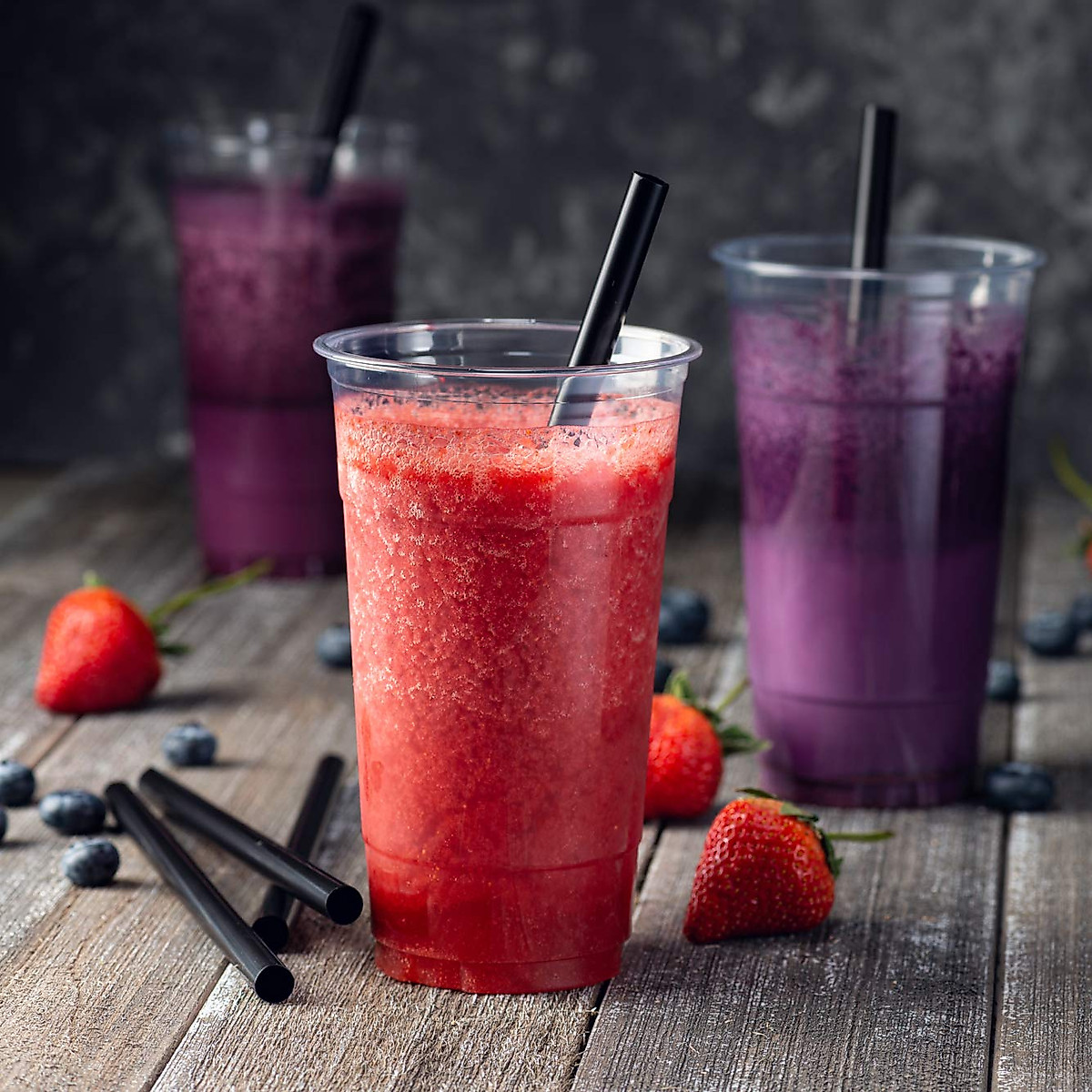 Black Jumbo Smoothie Straws, Black Disposable Wide-mouthed Large Milkshake Straws 9'' Inches High/Tall 100 pack