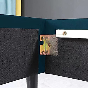 Morden Fort Blue Velvet Bed Frame Wood Platform, Upholstered Platform Bed with 51” Headboard, Heavy Duty Bed Frame with Wood Slat Support, No Box Spring Required, Easy Assembly, California King