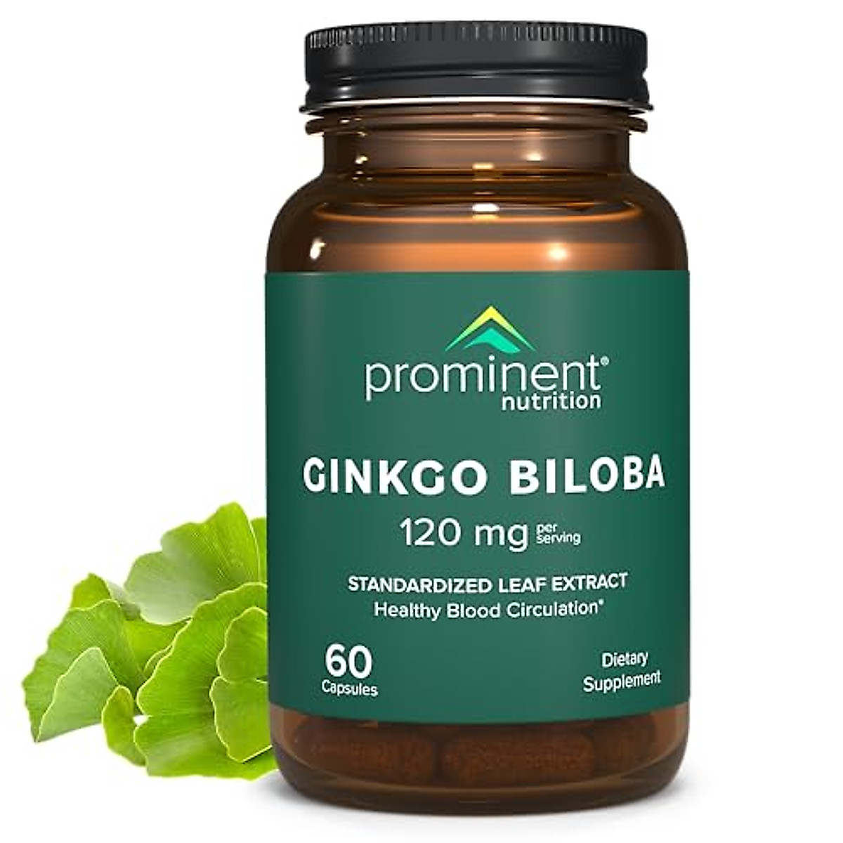 Prominent Nutrition Ginkgo Biloba 120mg - Ginkgo Biloba Leaf Extract, Herbal Supplements to Help Support Memory & Focus- Vegan, Non-GMO, Gluten-Free, Soy-Free, 60 Day Supply
