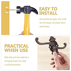 VILLCASE 2pcs Kitchen Arms Wall Art Mounted Decor Swivel Arm Towel Decorative Iron Towels Vintage Heavy Living Hook Coat Robe Bags Antique Hanger Hanging Room Coats Hats for Cast Rack Duty