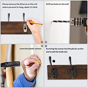 POZEAN Coat Rack Wall Mount 2 Pack Hat Rack with 10 Wall Hooks Coat Hooks, Wall Coat Racks with Hooks for Hanging Coats, Hats, Jacket, Bags, Scarf, Keys