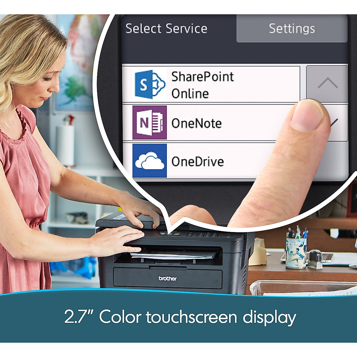 Brother Compact Monochrome Laser Wireless All-in-One Printer HL-L2395DW, Flatbed Copy & Scan, Auto Duplex Printing, 2.7" Color LCD touchscreen Display, 36 ppm, Cloud-Based Printing & Scanning+GM Cable