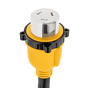 Camco Power Grip 25-Ft 50 Amp RV Extension Cord - Rated for 125/250 V/12,500 W - Features Copper 6/3 + 8/1-Gauge Wires for Superior Conductivity & Coated w/Heat-Resilient PVC (55542)