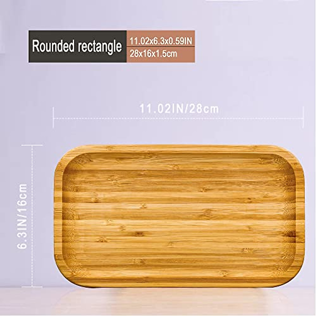 Bamboo Rectangle Serving & Vanity Tray,Decorative Serving Trays Platter for Breakfast in Bed, Lunch, Dinner, Appetizers, Patio, Ottoman, Coffee Table, BBQ, Party