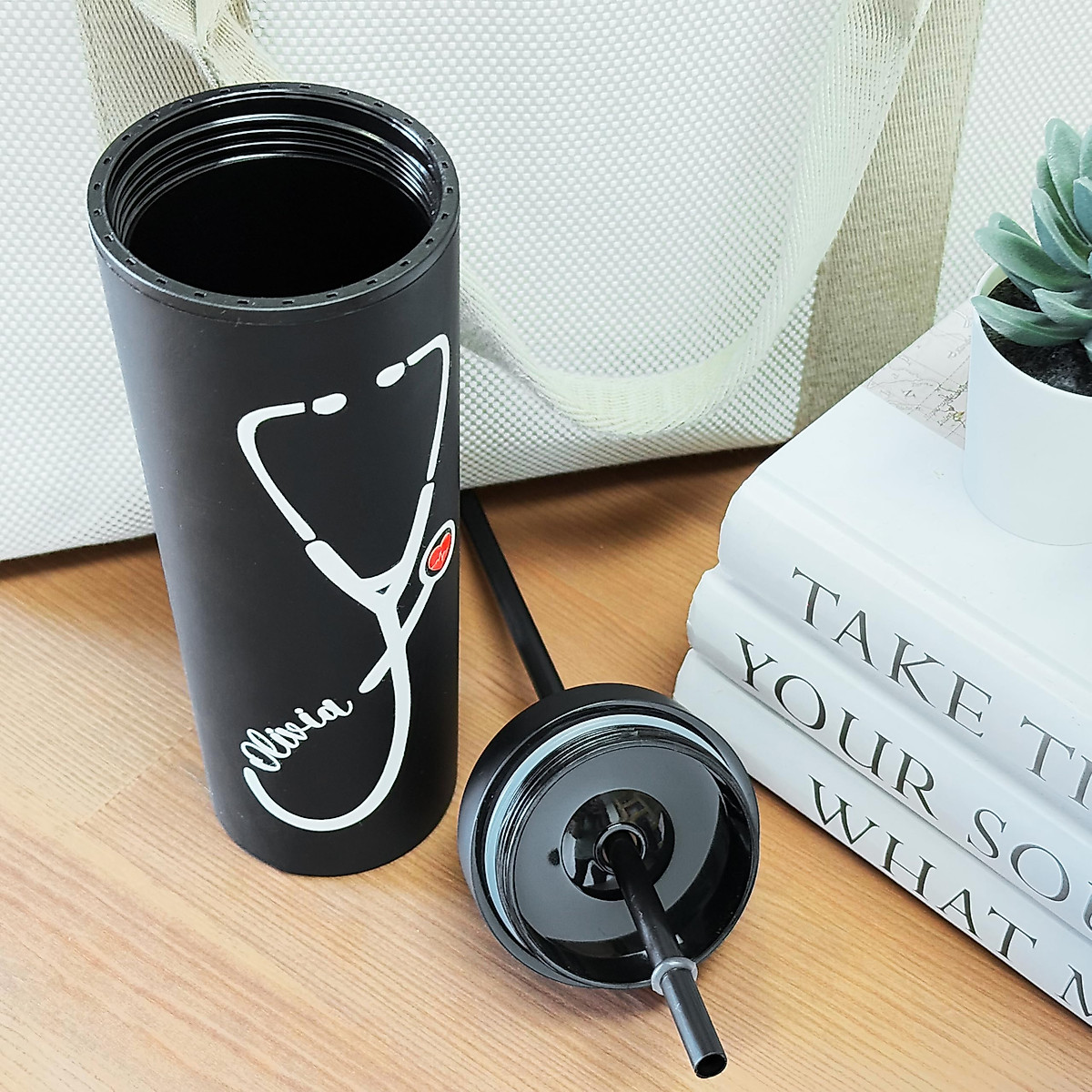 Personalized Skinny 16oz Tumbler for Nurses – Custom Gift for RN, LPN, ER or ICU Nurse – Graduation Present Idea, Thank You Present for Her – Nurse Week or Birthday Gift for Women