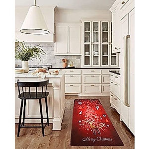 Bullpiano Christmas Reindeer, Xmas Tree,Stocks Floor Runner Area Rugs Non-Slip Floor Mat Doormats Living Room Bedroom
