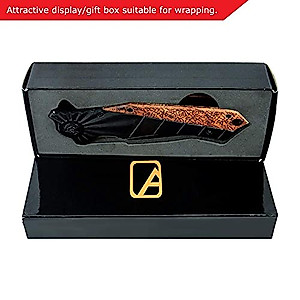 Spring Assisted Pocket Knife with Clip, Folding Pocket Knife - Decorative Metal and Wood Handle Grip