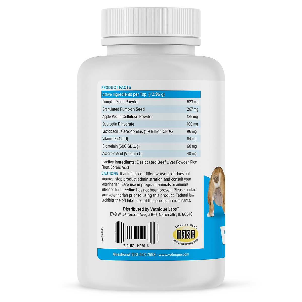 Vetnique Labs Glandex for Dogs 5.5oz Beef Anal Gland Powder Supplement & Profivex Probiotics for Dogs 4.25oz Pork Powder