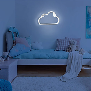 Cloud Neon Signs, LED Light for Wall Decor, Battery or USB Powered Sign Shaped Decoration Lights Bedroom Aesthetic Teen Girl Kid Room Christmas Birthday Wedding Party White