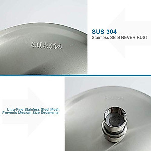 Rain Shower Head With Extension Arm, NearMoon Round Shower Heads, Large Stainless Steel Rainfall Showerhead-Waterfall Full Body Coverage (12 Inch Shower Head With 15 Inch Shower Arm, Brushed Nickel)