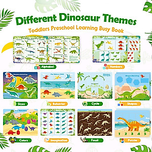 Dinosaur Toys for Kids 3-5, My Preschool Busy Book Montessori Toys for 3 4 5 6 7 Year Old Boys Girls Preschool Learning Homeschool Activities Ideal Christmas Birthday Gifts for Kids Ages 2-4 5-7