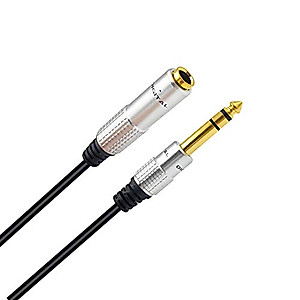Poyiccot 1/4 inch Extension Cable, 6.35mm 1/4" inch Male to Female Stereo Headphone Guitar Extension Cable Cord, Gold Plated Quarter inch Headphone Extension Cable, 12inch Length