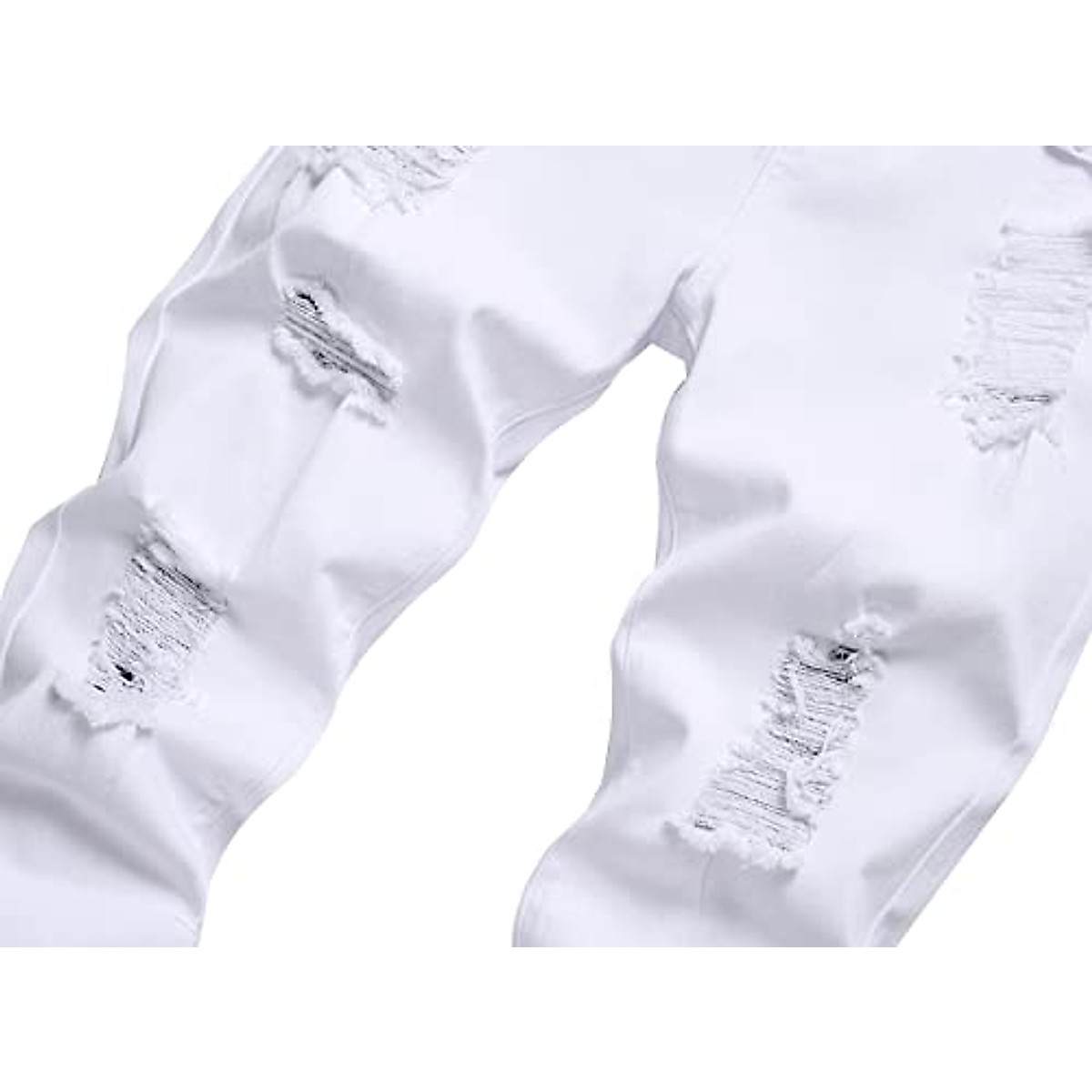 QIMYUM Mens Ripped Jeans, Distressed Destroyed Slim Fit Straight Leg Denim Pants (40, white7021)