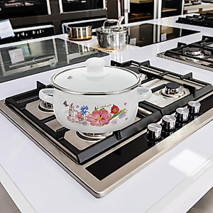 Didiseaon 3pcs Enamel Cookware Enamel Cooking Pot Wear-resistant Stockpot Vintage Enamel Pot Enamel Milk Pan Stockpot with Lid Vintage Cookware Stew Pot Soup Pot Non Stick Pan Flat White