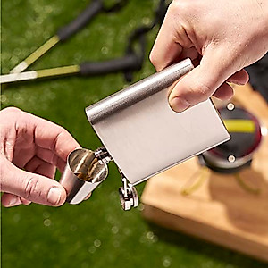 True Fiasco Silver Flask and Shot Glass Set - Stainless Steel Flask with Screw Top for Alcohol - 2 Shot Glasses and 8oz Liquor Flask for Men or Flask for Women - Set of 3