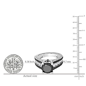 Dazzlingrock Collection 5.00 Carat (ctw) 14K Round Black & White Diamond Bridal Engagement Ring 5 CT, White Gold, Size 6