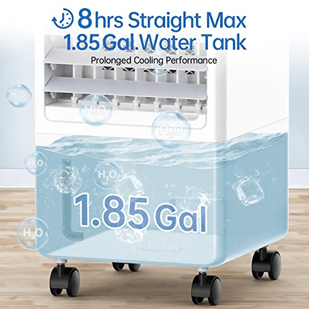 Evaporative Air Cooler, fancole 3-in-1 Portable Air Conditioner, 4 Ice Packs Room Cooler w/ 20FT Remote Controller, 1.85Gallon Water Tank For 8Hrs Cooling, Evaporative Cooler for Indoor,22INCH