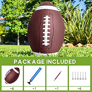 jiaonun 6 Pack Youth Size Football Junior Size Football Inflatable with Pump, Size 6 Footballs 10.5 inch, American Football, Composite Leather Football