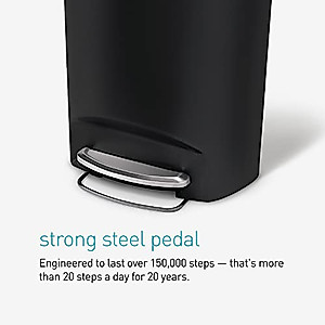 simplehuman 50 Liter / 13 Gallon Semi-Round Kitchen Step Trash Can, Grey Plastic