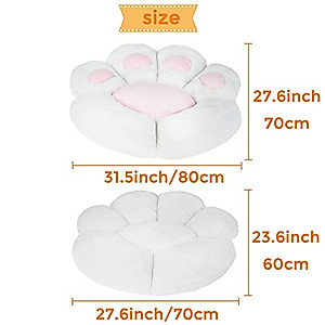 ELFJOY Comfy Chair Cushion Plush Cat Paw Cushion Kawaii Home Decor Cat Pillow for Office and Computer Gaming Chair (70 * 60cm, White)