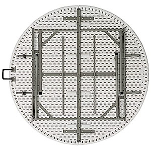 Flash Furniture Scarborough 5-Foot Round Bi-Fold Granite White Plastic Folding Table with Carrying Handle