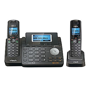 VTech DS6151-11 DECT 6.0 2-Line Expandable Cordless Phone + (1) DS6101-11 Accessory Handset, Black