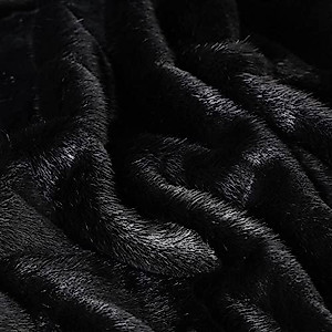 inchgrass Luxury Faux Fur Throw Blanket Mink Fur Warm Blanket for Couch Sofa Decor Bedding Room (Black, 60"x70")