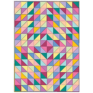Connecting Threads Beginner Lap Throw Quilt Kit (40.5" x 56.5") - Half-Square Triangle Fun (Rainbow)