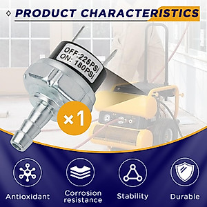 180-225 PSI Air Compressor Pressure Switch for Dewalt D55146 - Micro Pressure Power Switch Compatible with D55146 Type 8 4.5 Gallon D55168 D55167 - AB-9063290