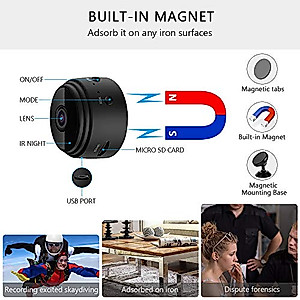 Pofeite Mini Spy Camera Hidden WiFi Small Wireless Video Camera with Full HD 1080P Audio Night Vision Motion Sensor Detection Support SD Card for iPhone Android Security Nanny Surveillance Cam