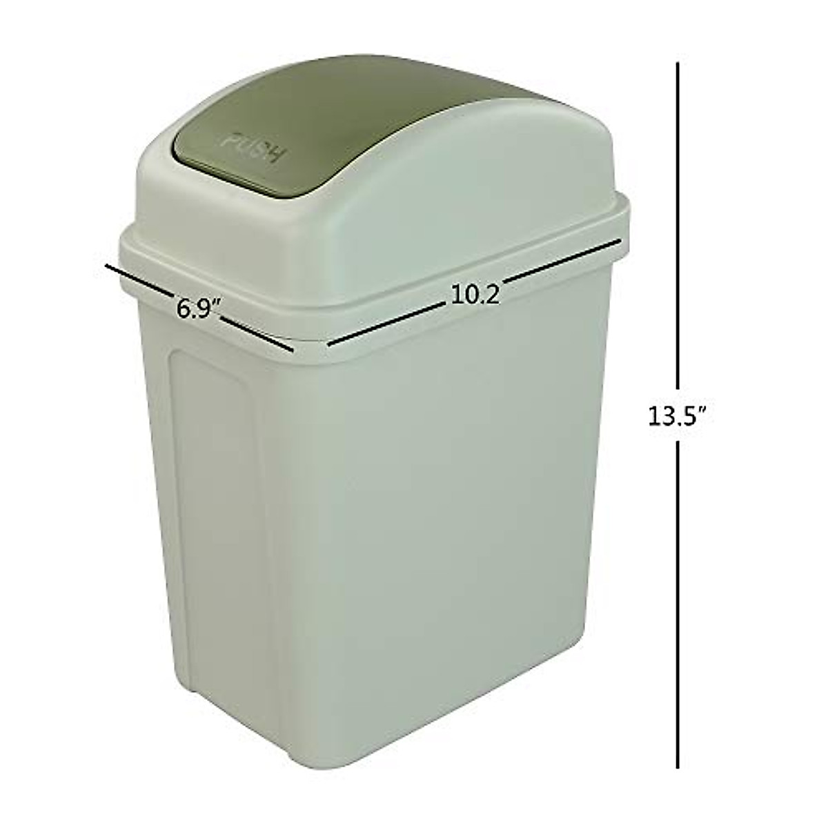Asking 1.8 Gallon Small Trash Can with Swing-top Lid, Plastic Garbage Bin, Green