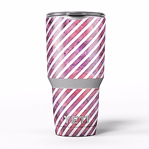 Design Skinz White Slanted Lines Over Pink and Purple Grunge Surface - Skin Decal Vinyl Wrap Kit Compatible with The Yeti Rambler Cooler Tumbler Cups