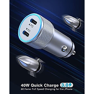 iPhone Car Charger, Dual USB C Fast Car Charger[Apple MFi Certified]40W Type C Apple Car Charger + 2pack 3.3ft Lightning Cable + 20W PD iPhone Charger Fast Charging for iPhone 14/13/12/11 Pro Max/iPad