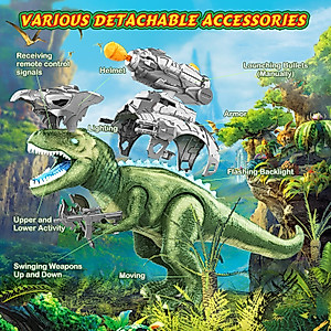 Dinosaur Toys with Remote Control-Dino Toys for Kids 3-5,6-8,8-12,Robot T-Rex Dinosaurs with Sounds,Lights,Moving and Launching Bullets,Gifts for 3+ Years Old Boys and Girls