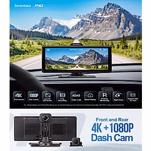Portable 9.3" Dash Mount Apple CarPlay with 4K Front and Rear 1080P Dash Cam,Wireless Android Auto Car play Screen Stereo for Cars, with Backup Camera/Bluetooth/AUX/FM,Head Unit,Car Audio Receivers
