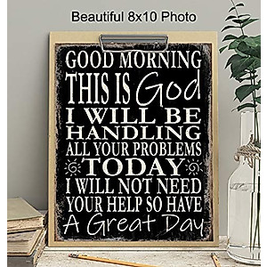 God Wall Decor Picture - Faith Wall Decor - Religious Gifts for Men, Women - Catholic Gifts for Men - Funny Christian Wall Art - Church Decorations - Grateful Wall Art - Inspirational Wall Decor Sign