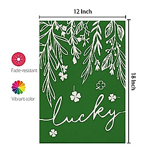 CROWNED BEAUTY St Patricks Day Garden Flag 12x18 Inch Double Sided for Outside Small Burlap Green Floral Shamrocks Clovers Lucky Yard Holiday Decoration CF733-12