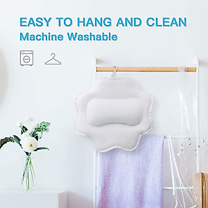 Beautybaby Bathtub Spa Pillow, Non-Slip 4 Strong Suction Cups, Bath Pillows for Tub, Head, Neck, Shoulder Support, Breathable Relax Comfort