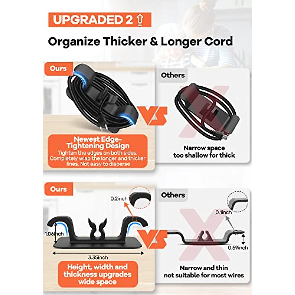 Cord Organizer for Small Kitchen Appliances: 10 Pack Upgraded Cord Wrapper Cord Holder with Reusable Cable Ties, Power Cord Keeper Stick on Mixer, Blender, Coffee Maker, Pressure Cooker and Air Fryer