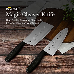 BUKCAL Magically Super light Cleaver Knife, 6 Inch Cleaver Knife, Easy Cutting Knife with Hollow Edge, Stainless Steel Knife, Cooking Knives