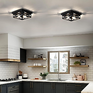 DIKAIDA 2Pack Vintage Farmhouse Flush Mount Ceiling Light Fixtures, 2-Light Hallway Kitchen Ceiling Light, Industrial Farmhouse Light Fixtures Ceiling Mount for Bedroom