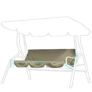 Outdoor Swing Cushion Cover, 3 Seater Replacement Swing Seat Pads Cushion for Patio Garden Yard Swing Chair(Beige)